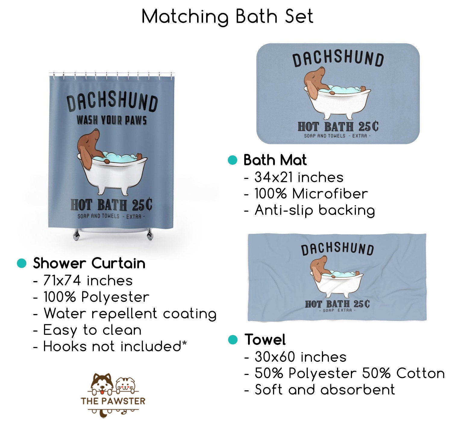 Dachshund Shower Curtain Wiener Dog Shower Curtains Bath | Etsy