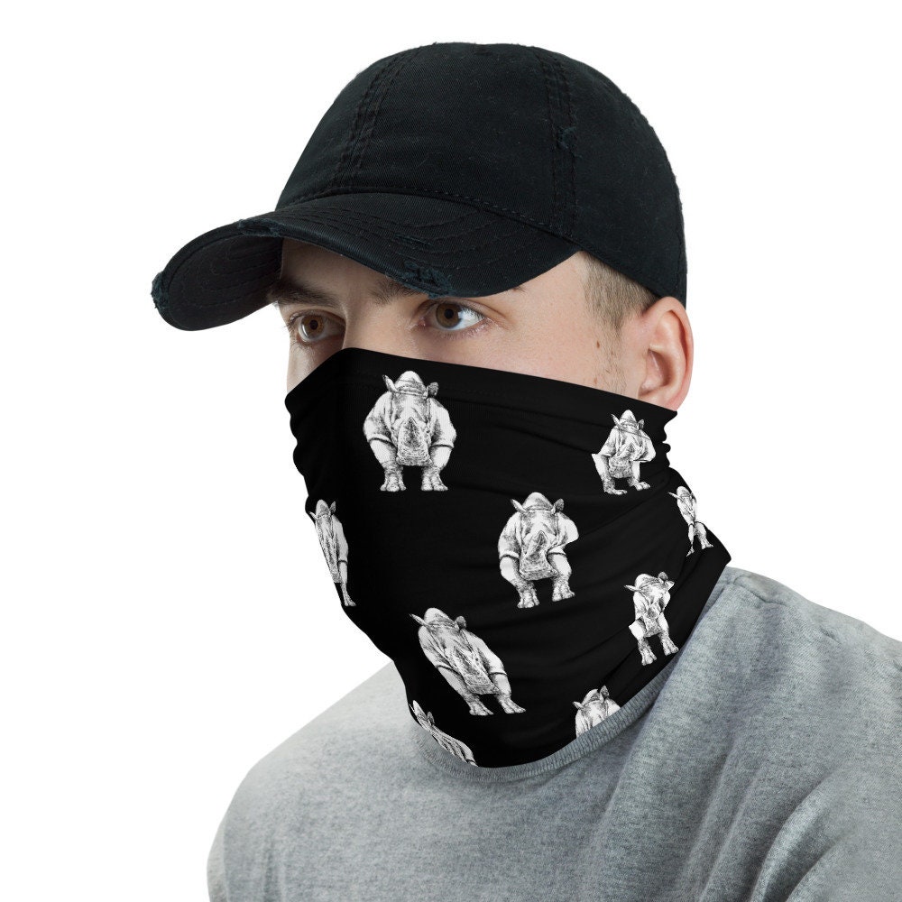 Rhino Neck Gaiter Face Mask Rhinoceros Animal Washable Neck | Etsy