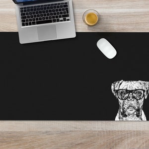 Boxer Large Desk Mat, Dog Mousepad, Black Desk Pad, Mouse Pad or ...