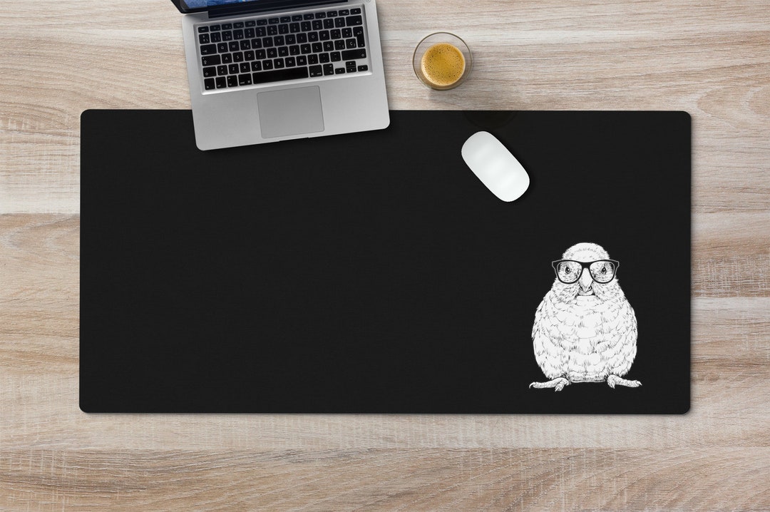 Parrotlet Large Desk Mat, Bird Mousepad, Black Desk Pad, Mouse Pad or ...