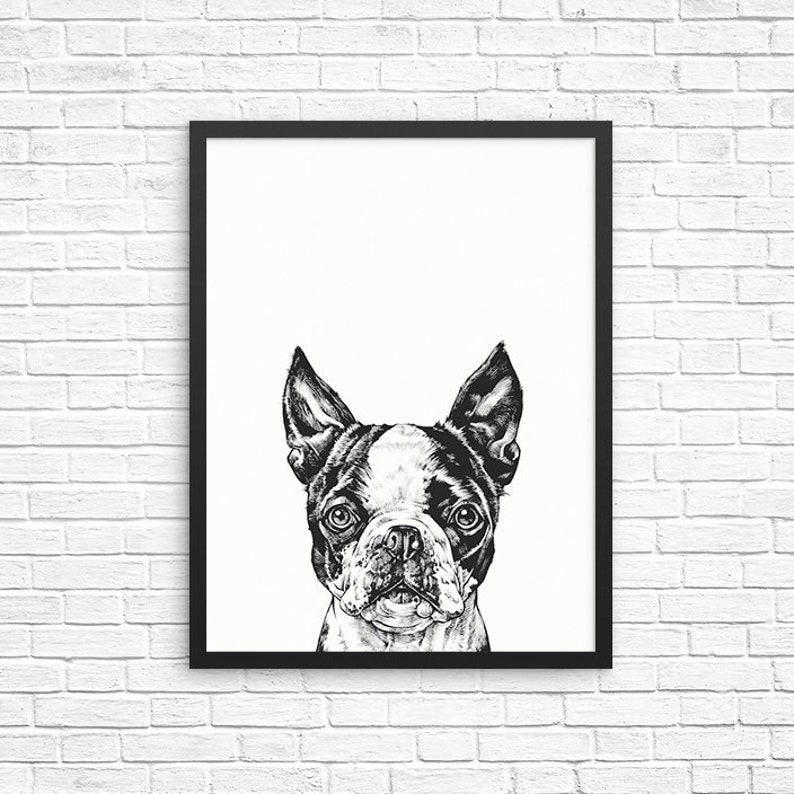 Boston Terrier Wall Art Boston Terrier Print Dog Decor Dog - Etsy