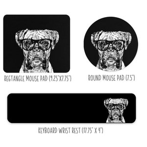 Boxer Large Desk Mat, Dog Mousepad, Black Desk Pad, Mouse Pad or ...