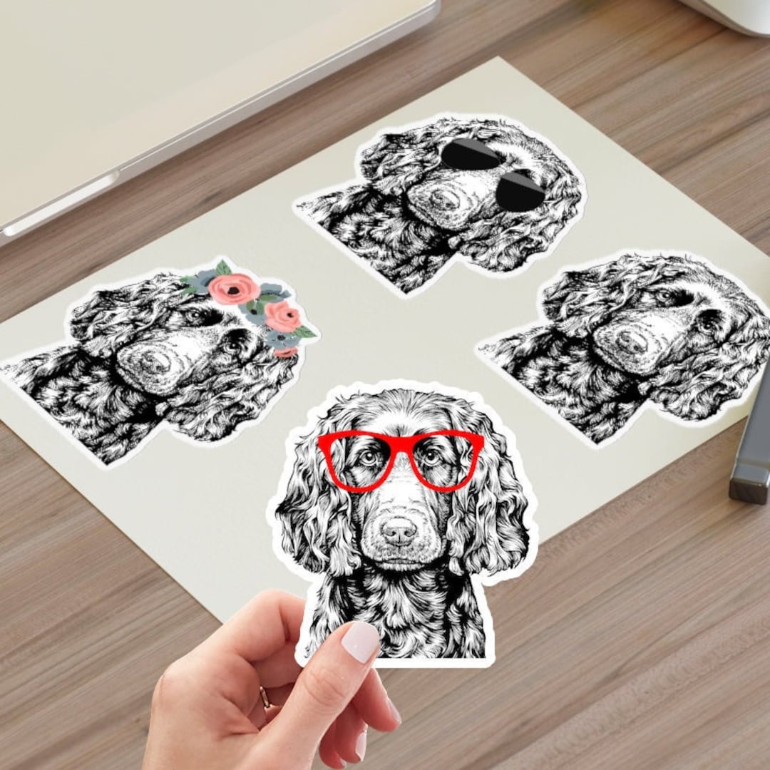 Boykin Spaniel Sticker Sheet, Vinyl Stickers, Floral Sunglasses Dog ...