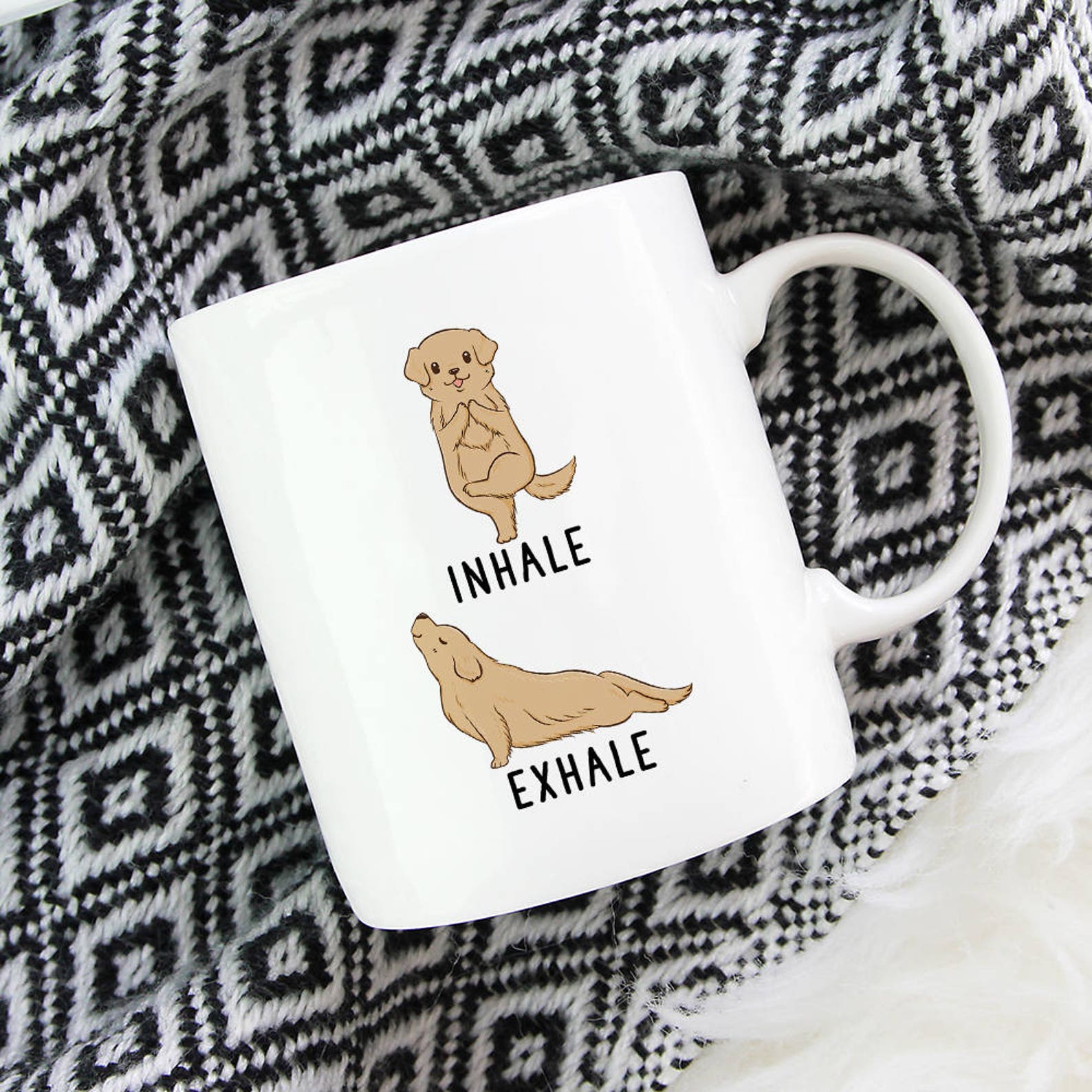 Inhale Exhale Golden Retriever Yoga Mug Dog 11 Oz Coffee | Etsy