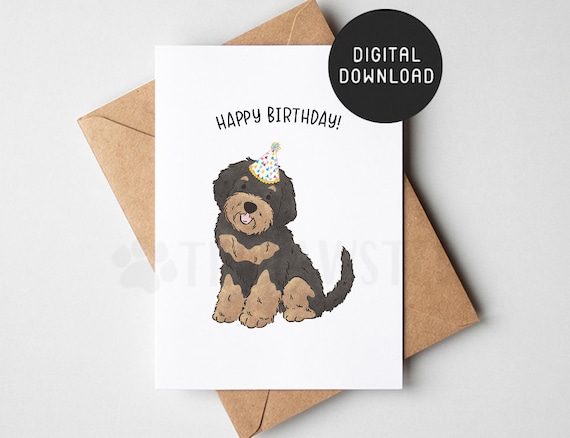 PRINTABLE Aussiedoodle Birthday Card Happy Birthday Card From - Etsy