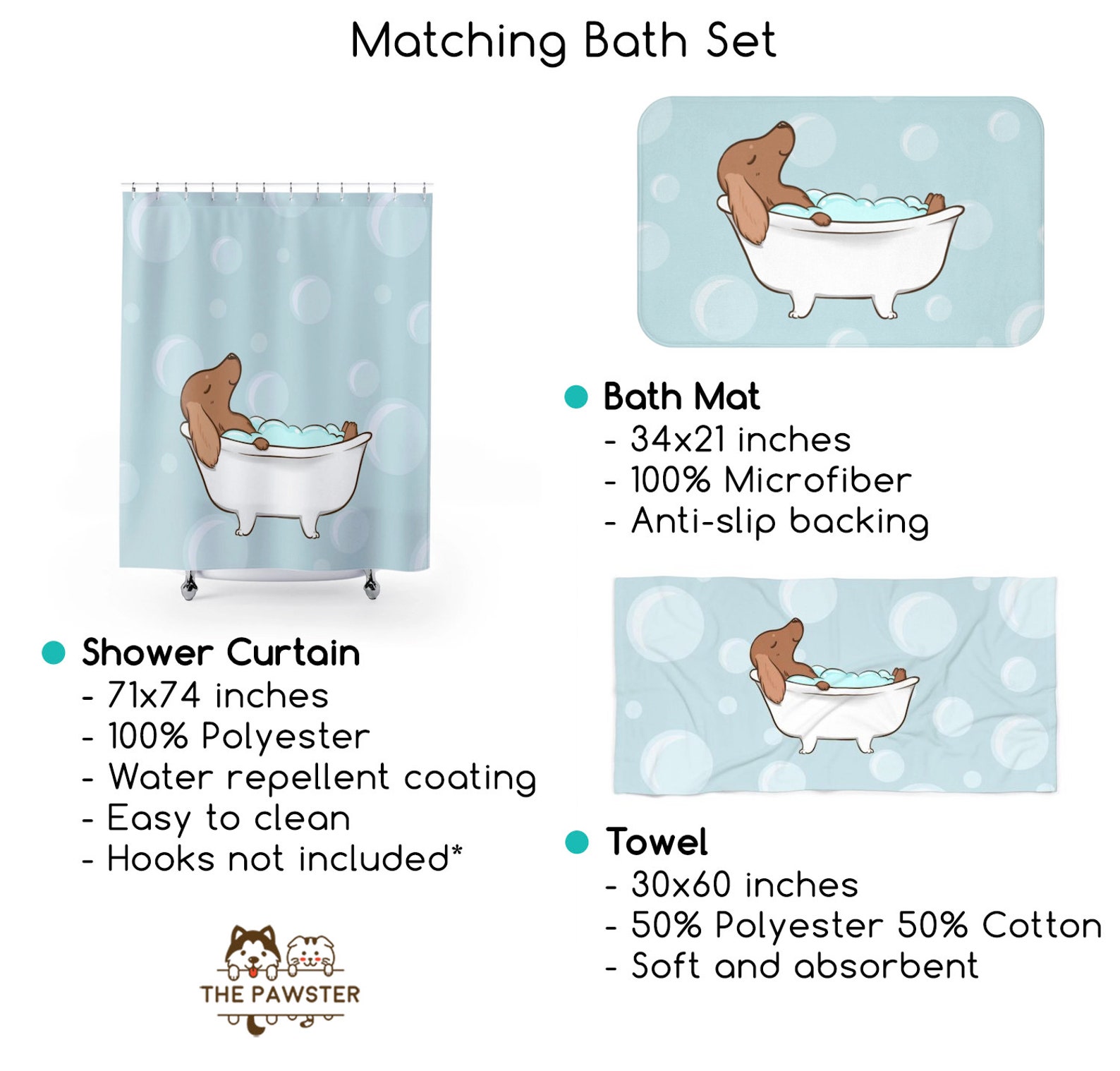 Dachshund Shower Curtain Wiener Dog Shower Curtains Bath | Etsy