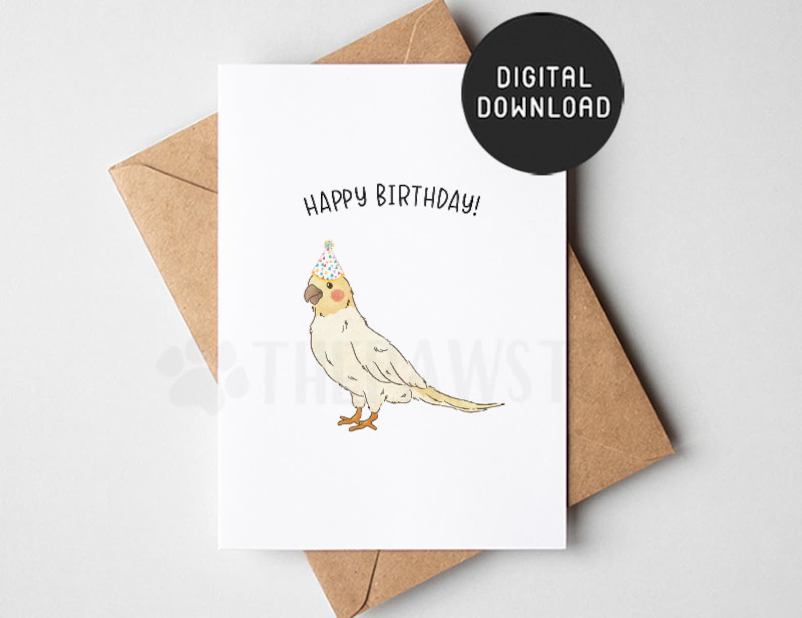 PRINTABLE Cockatiel Birthday Card, Cockatoo Parrot Happy Birthday Card ...
