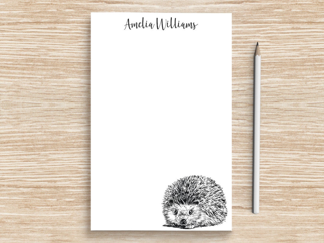 Hedgehog Notepad, Personalized Animal Notepad, Custom Stationery ...