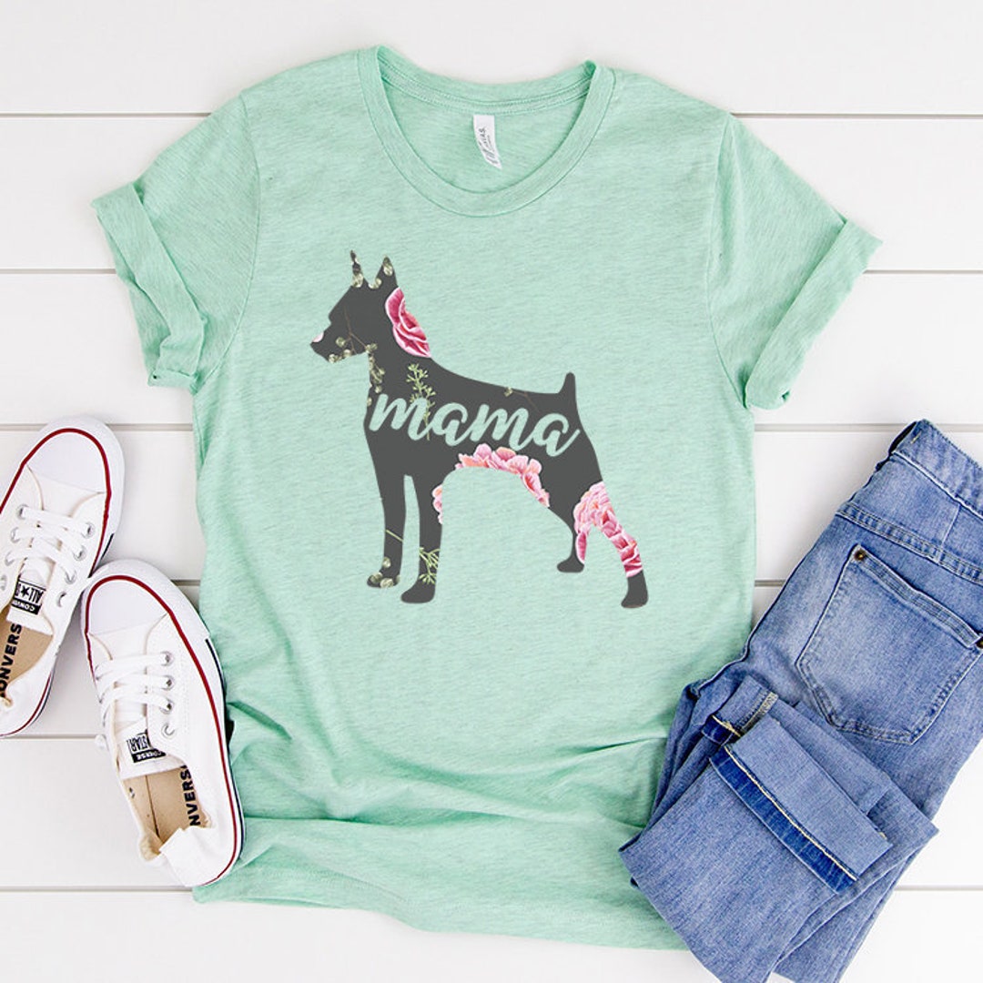 Min Pin Mama Shirt, Miniature Pinscher Mom T-shirt, Floral Dog ...
