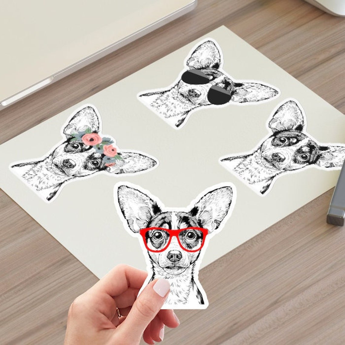 Rat Terrier Sticker Sheet, Vinyl Stickers, Floral Sunglasses Dog Laptop ...