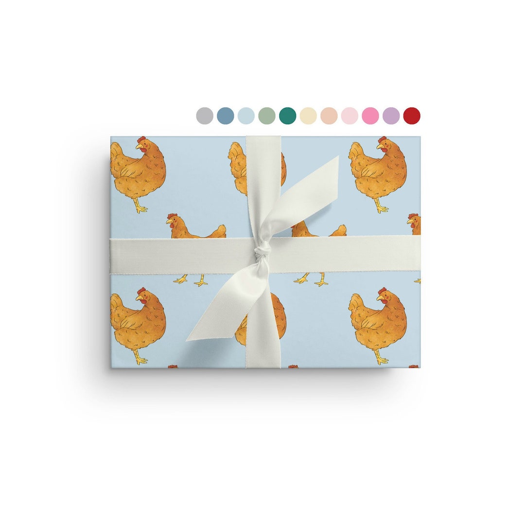 5 Sheets of Chicken Wrapping Paper, Custom Farm Animal Wrapping Paper ...