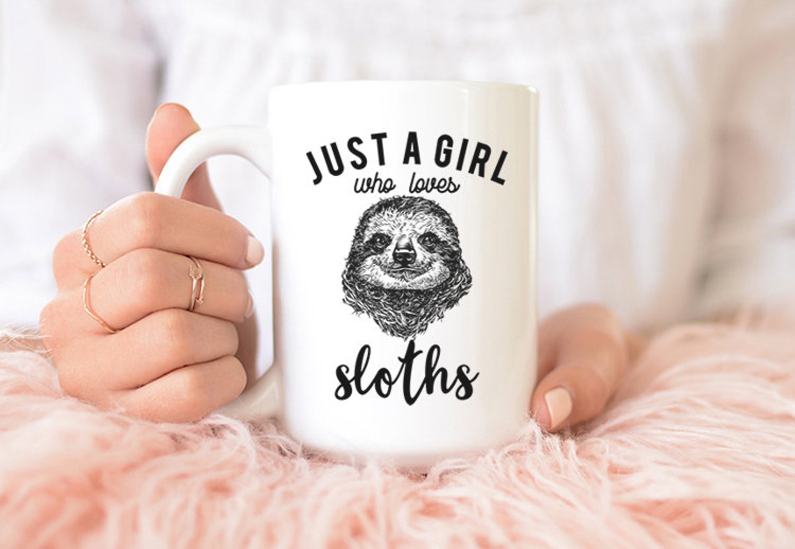 Just a Girl Who Loves Sloths Mug, Sloth 11 Oz Coffee Mugs, Black and ...