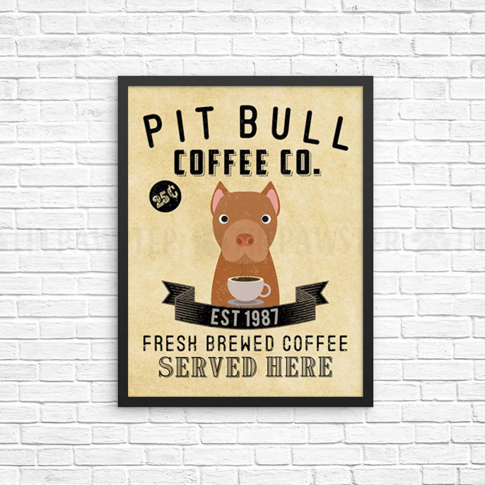 Coffee Wall Decor, Pit Bull Kitchen Art Print, Dog Coffee Wall Art ...