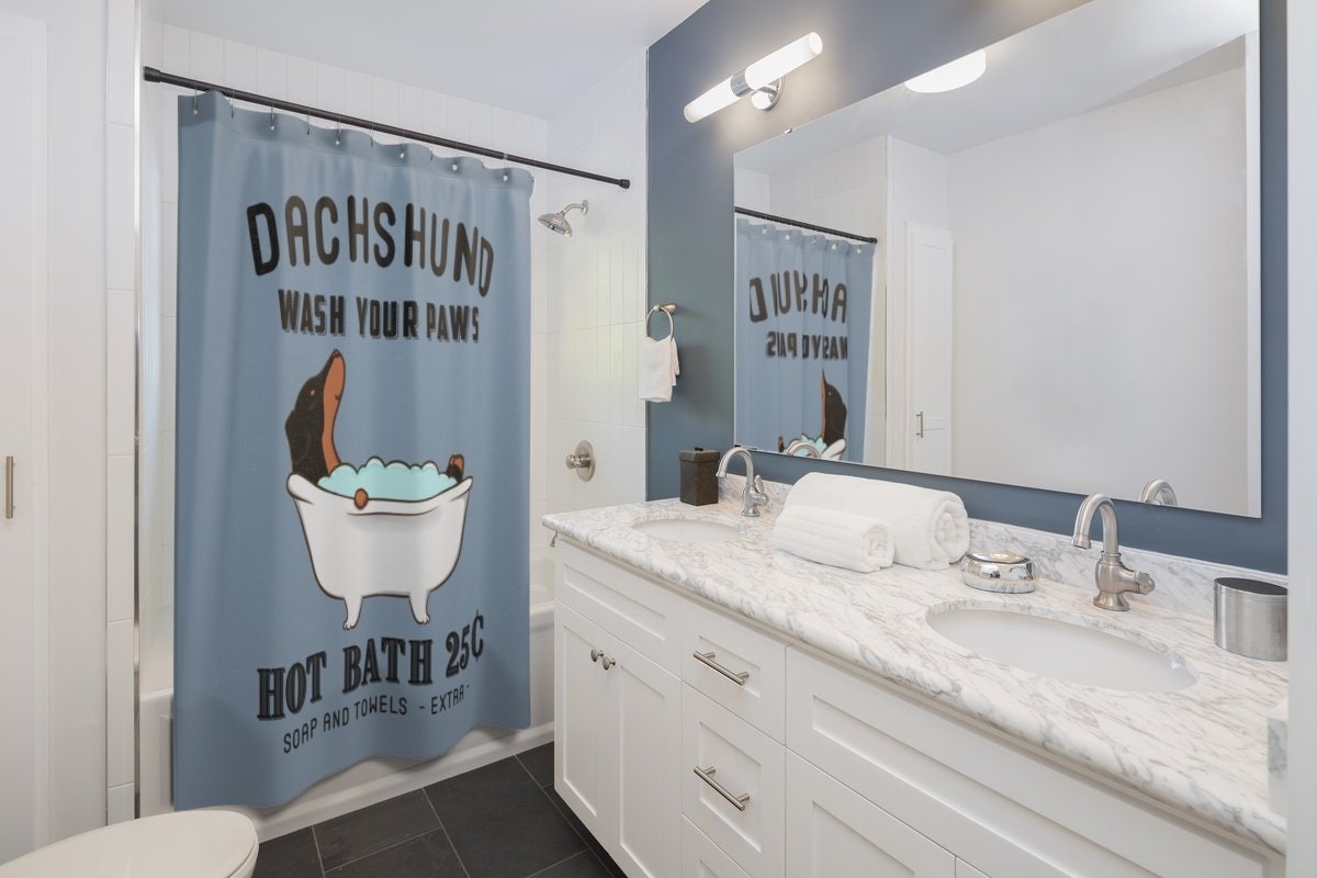 Dachshund Shower Curtain Wiener Dog Shower Curtains Bath | Etsy