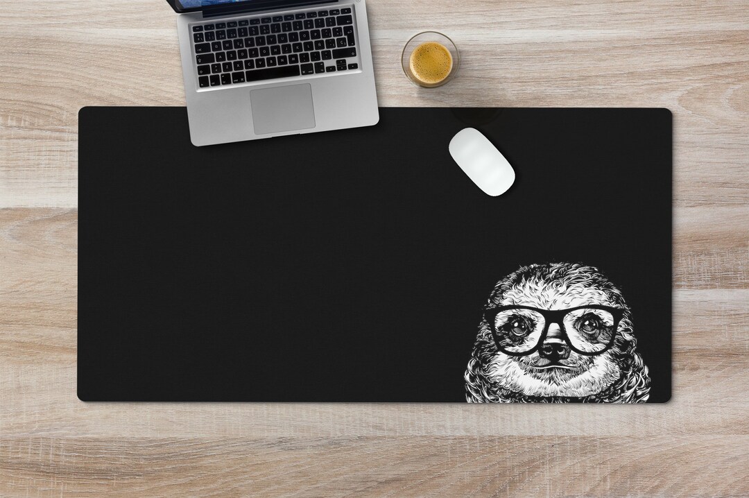 Sloth Large Desk Mat, Animal Mousepad, Black Desk Pad, Mouse Pad or ...