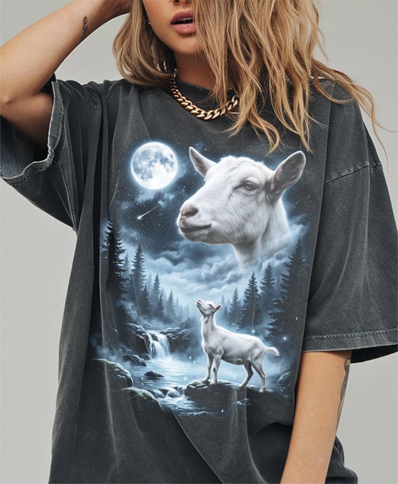 Goat Howling at Moon Shirt, Funny Farm Animal Comfort Colors Halloween ...