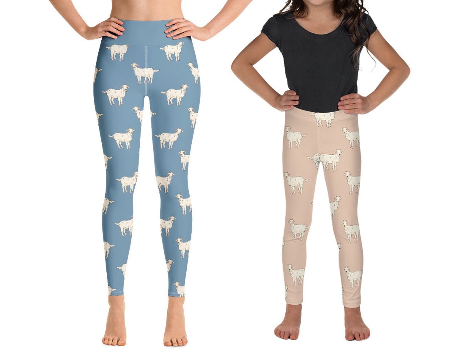 Goat Leggings, Farm Animal Pattern Women Leggings for Gym, Yoga ...