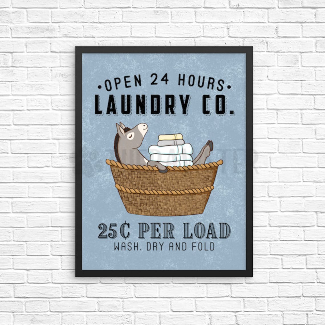Donkey Laundry Sign, Farm Animal Laundry Room Decor, Wash Dry Fold Wall ...