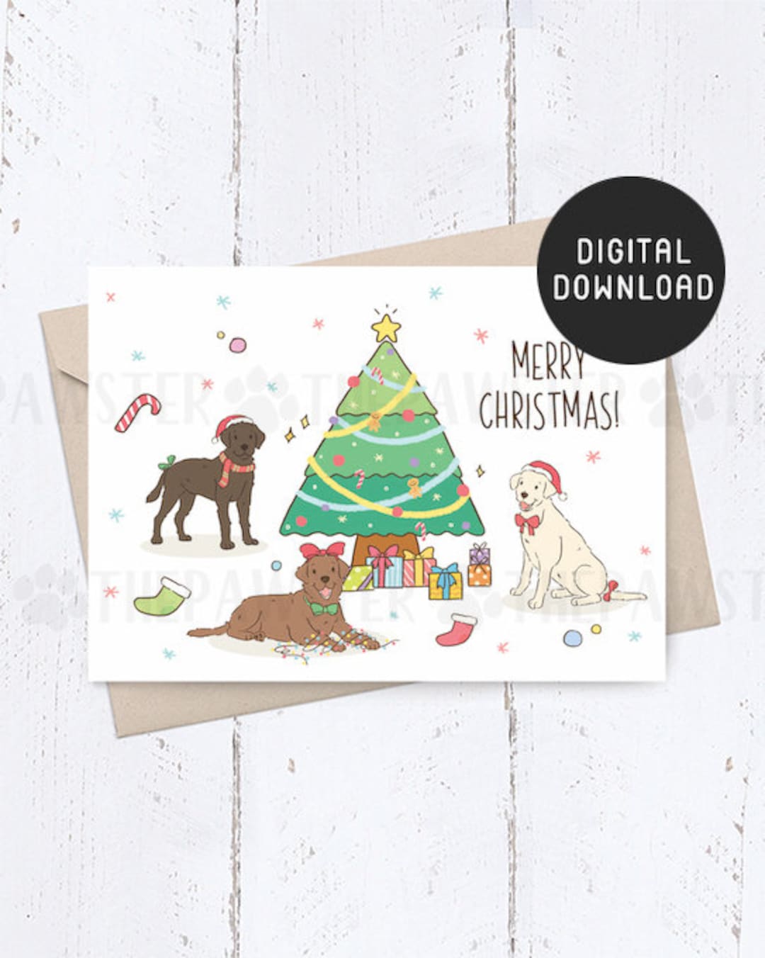 PRINTABLE Christmas Card, Labrador Retriever Funny Merry Christmas ...