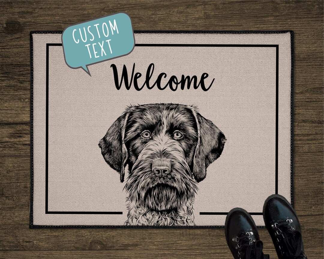 German Wirehaired Pointer Door Mat, GWP Dog Custom Front Doormat ...