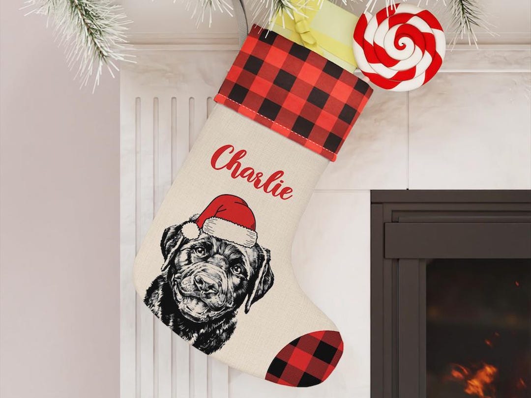 Custom Labrador Retriever Stocking, Black Labrador Christmas Stocking ...