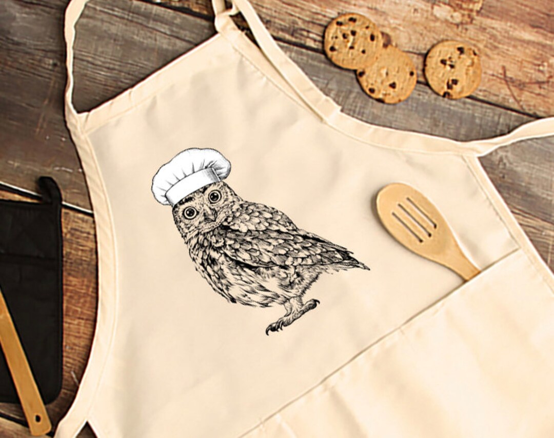 Owl Apron, Owl Lovers Aprons With Pockets, Animal Cooking Baking Apron ...