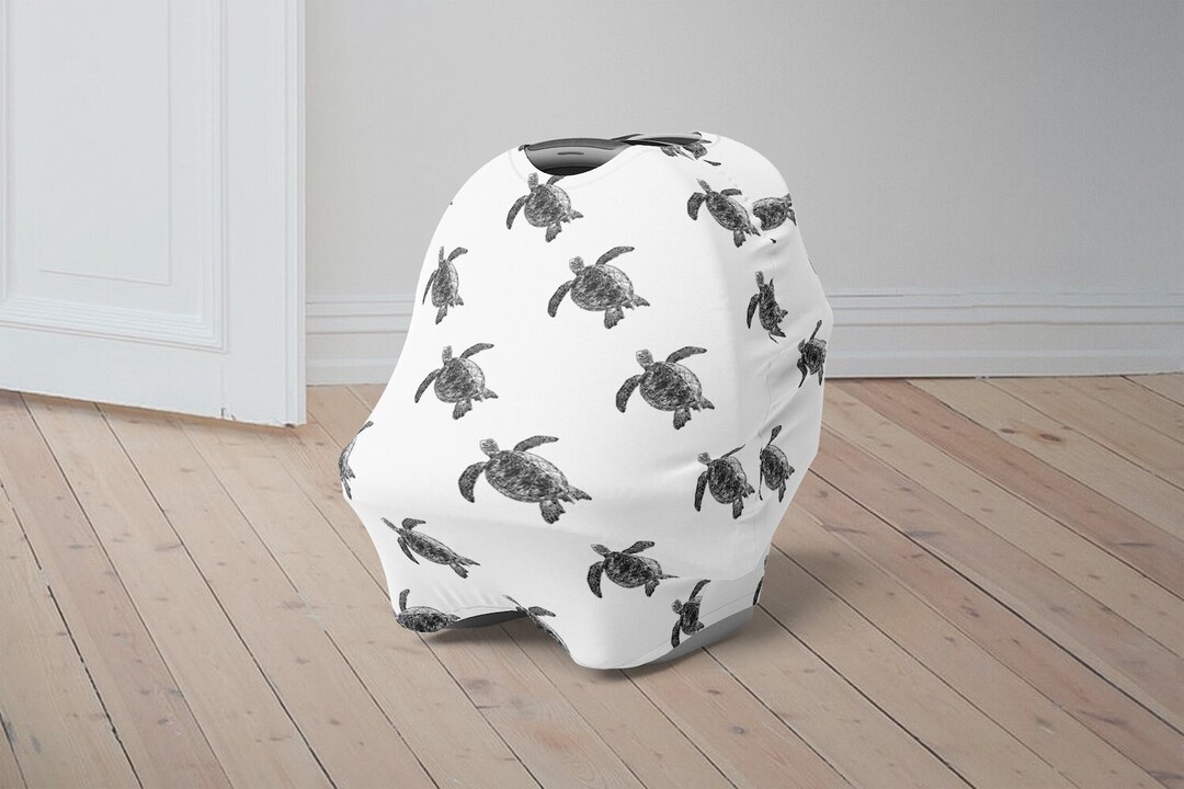 Turtle Baby Car Seat Cover, Sea Animal Baby Carseat Canopy, Cute Car ...