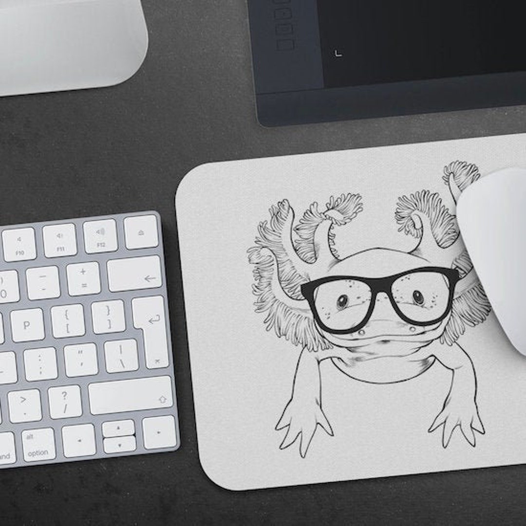 Axolotl Mousepad, Hipster Nerdy Animal Mouse Pad, Pet Mom Dad Lover ...