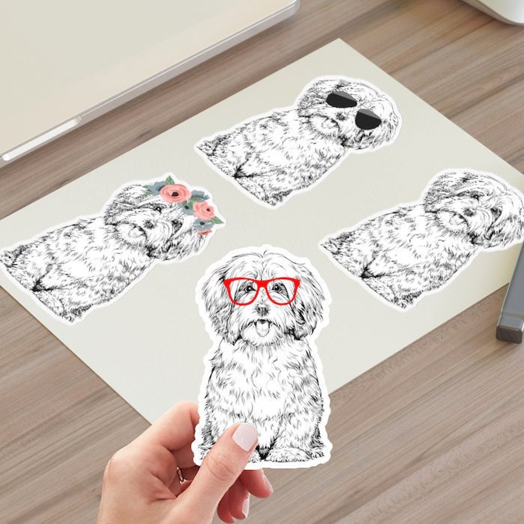 Havanese Sticker Sheet, Vinyl Stickers, Floral Sunglasses Dog Laptop ...