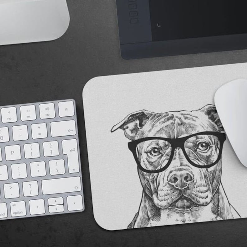 Pit Bull Mousepad Hipster Nerdy Pittie Dog Mouse Pad Dog - Etsy