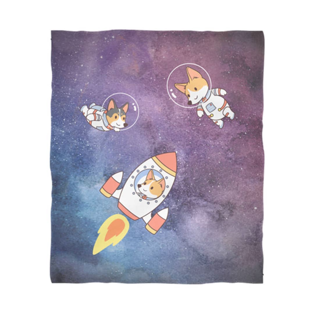 Astronaut Corgi Galaxy Space Fleece Blanket, Baby Blanket, Dog Throw ...