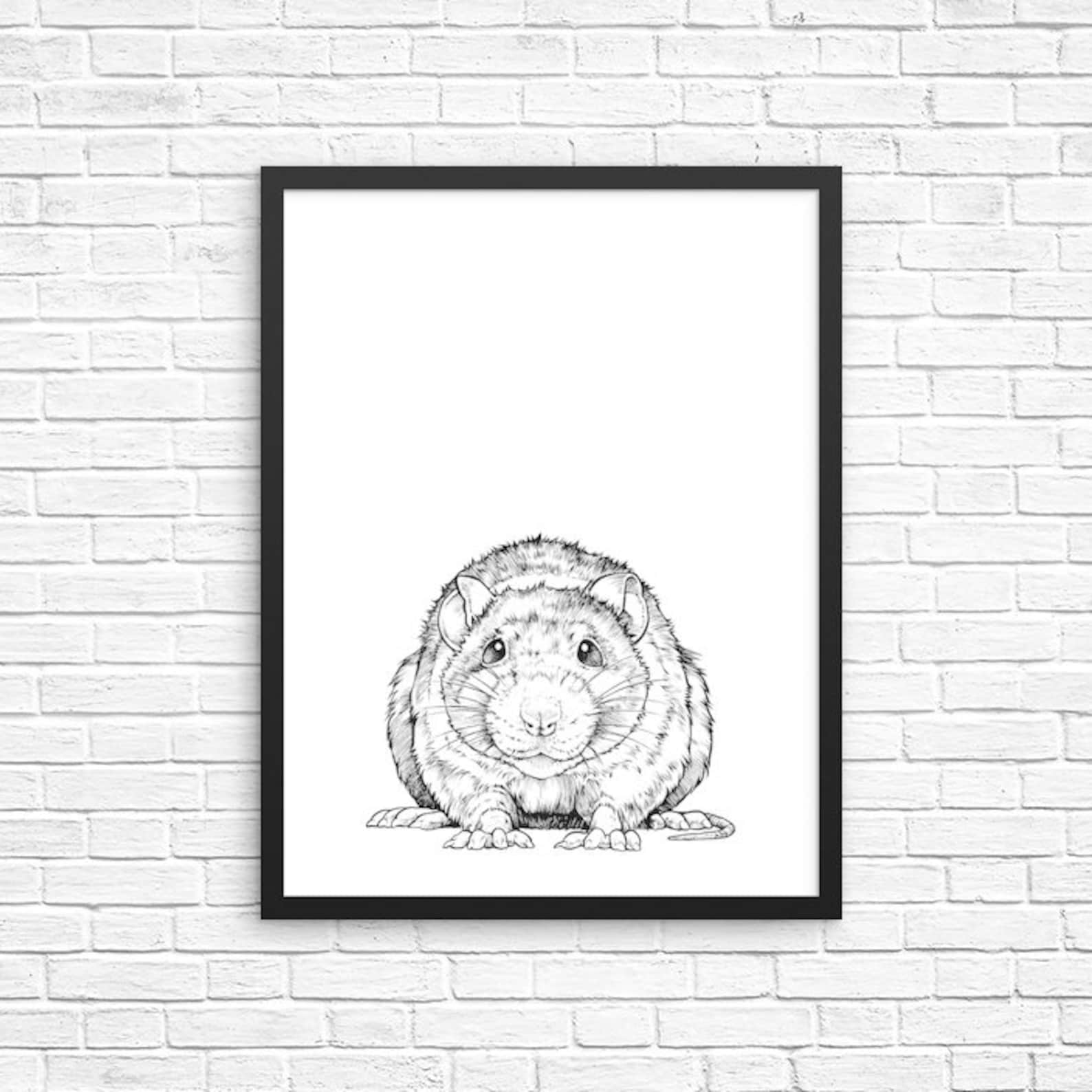 Rat Wall Art Animal Portrait Print Farmhouse Sign Pet Wall | Etsy
