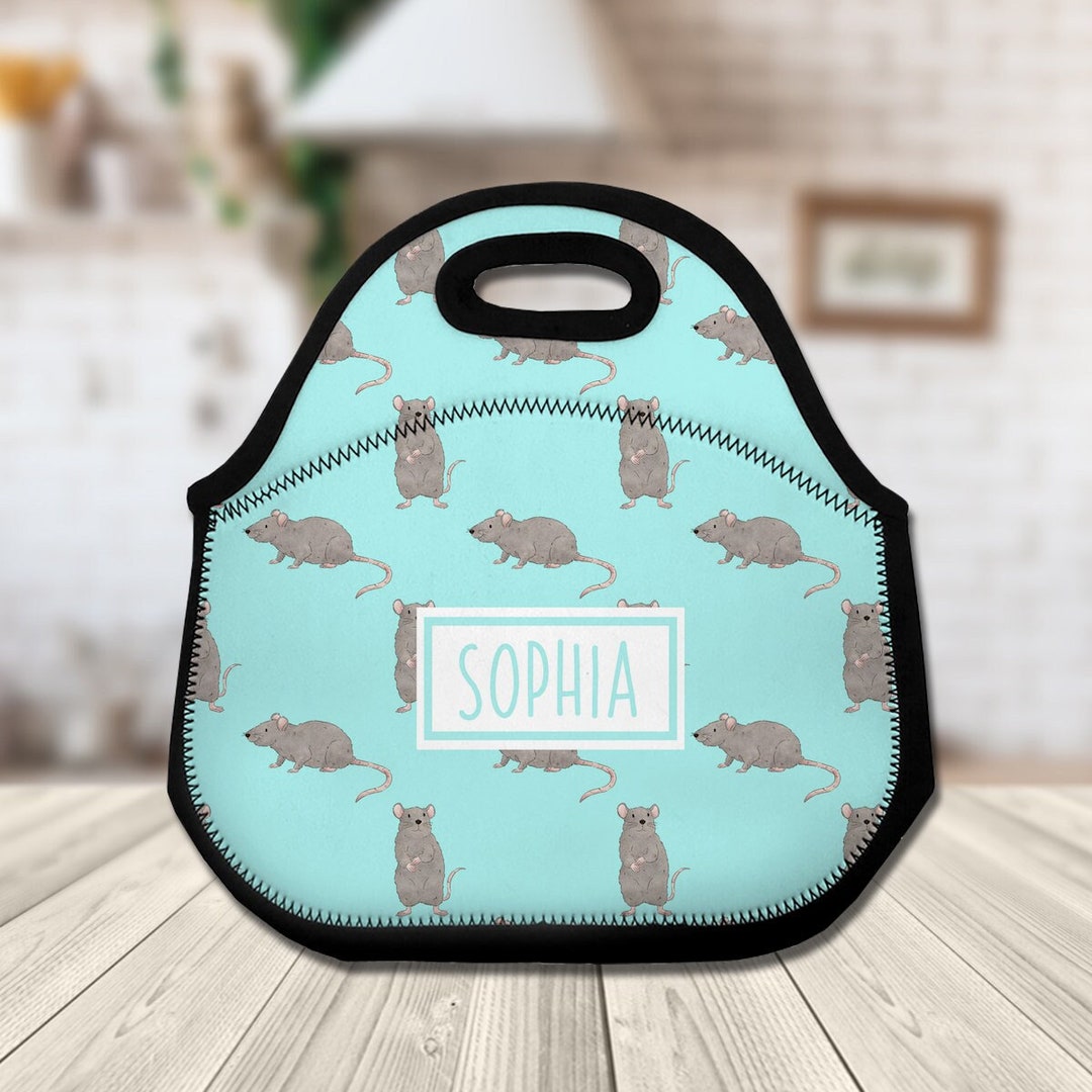 Personalized Rat Lunch Bag, Custom Lunch Tote, Rat Mom Animal Monogram ...