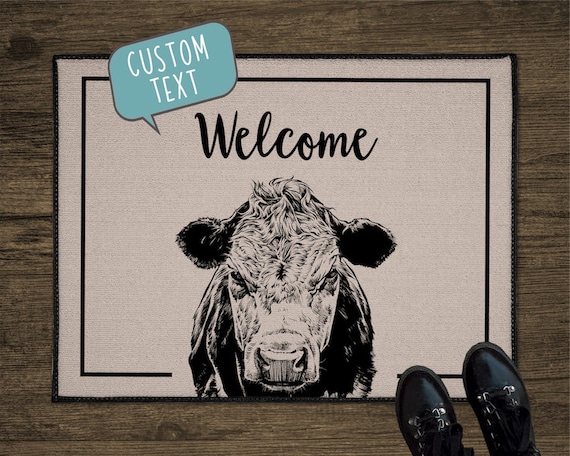 Cow Door Mat Farm Animal Custom Farmhouse Doormat | Etsy