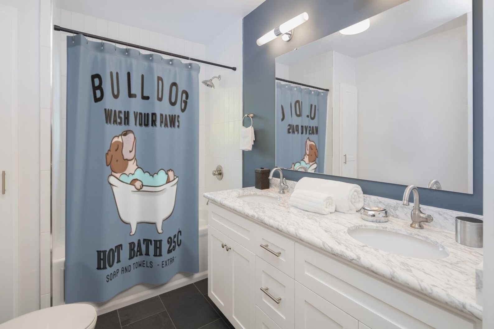 English Bulldog Shower Curtain Dog Shower Curtains Bath | Etsy