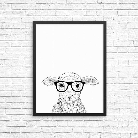 Sheep Wall Art Baby Sheep Print Farmhouse Decor Farm Animal | Etsy