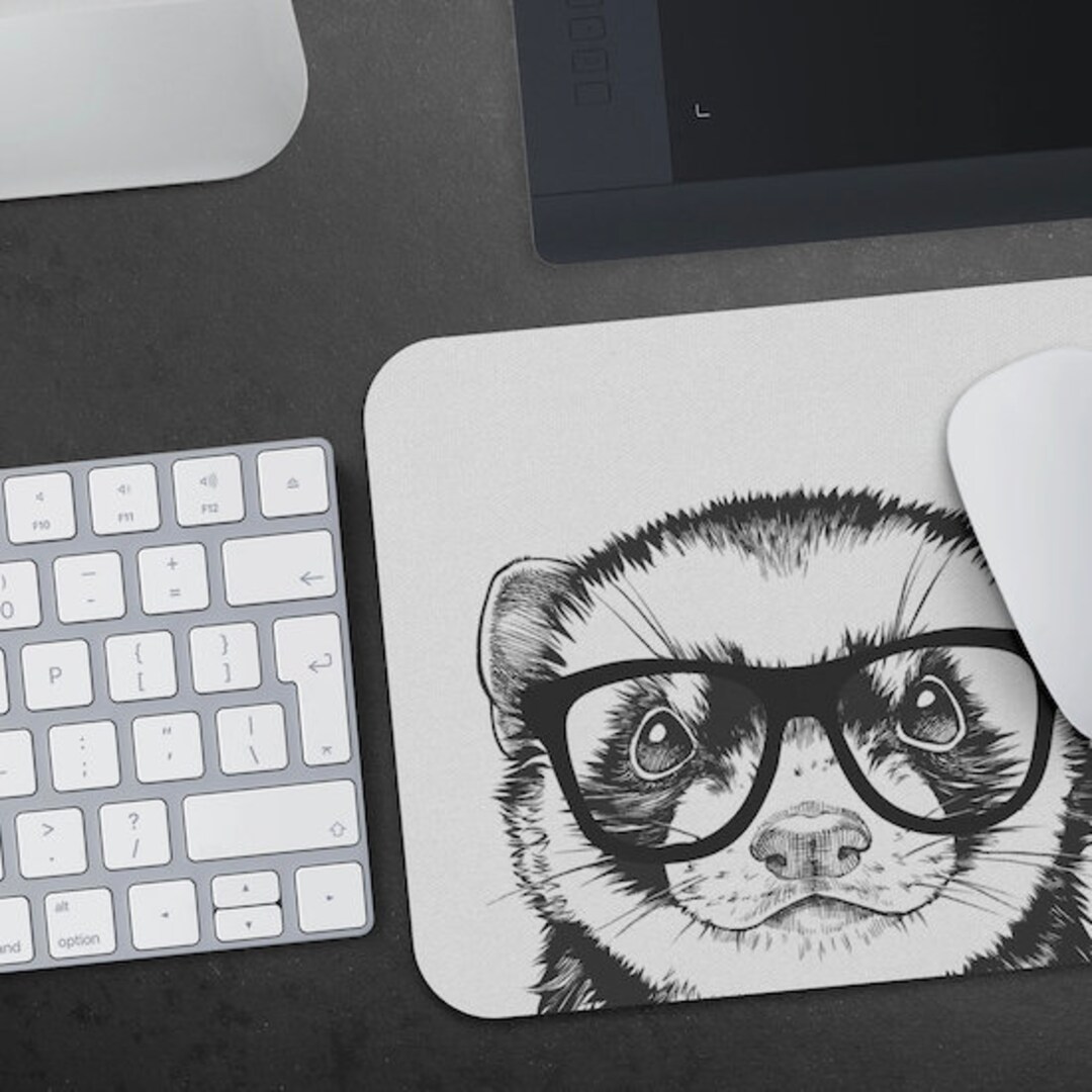 Ferret Mousepad, Hipster Nerdy Animal Mouse Pad, Ferret Pet Mom Dad ...