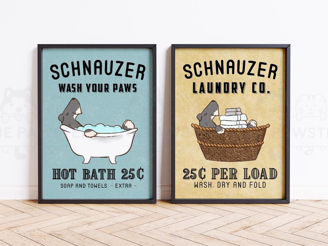 Schnauzer Wall Decor, Miniature Schnauzer Bathroom Art, Funny Schnauzer ...