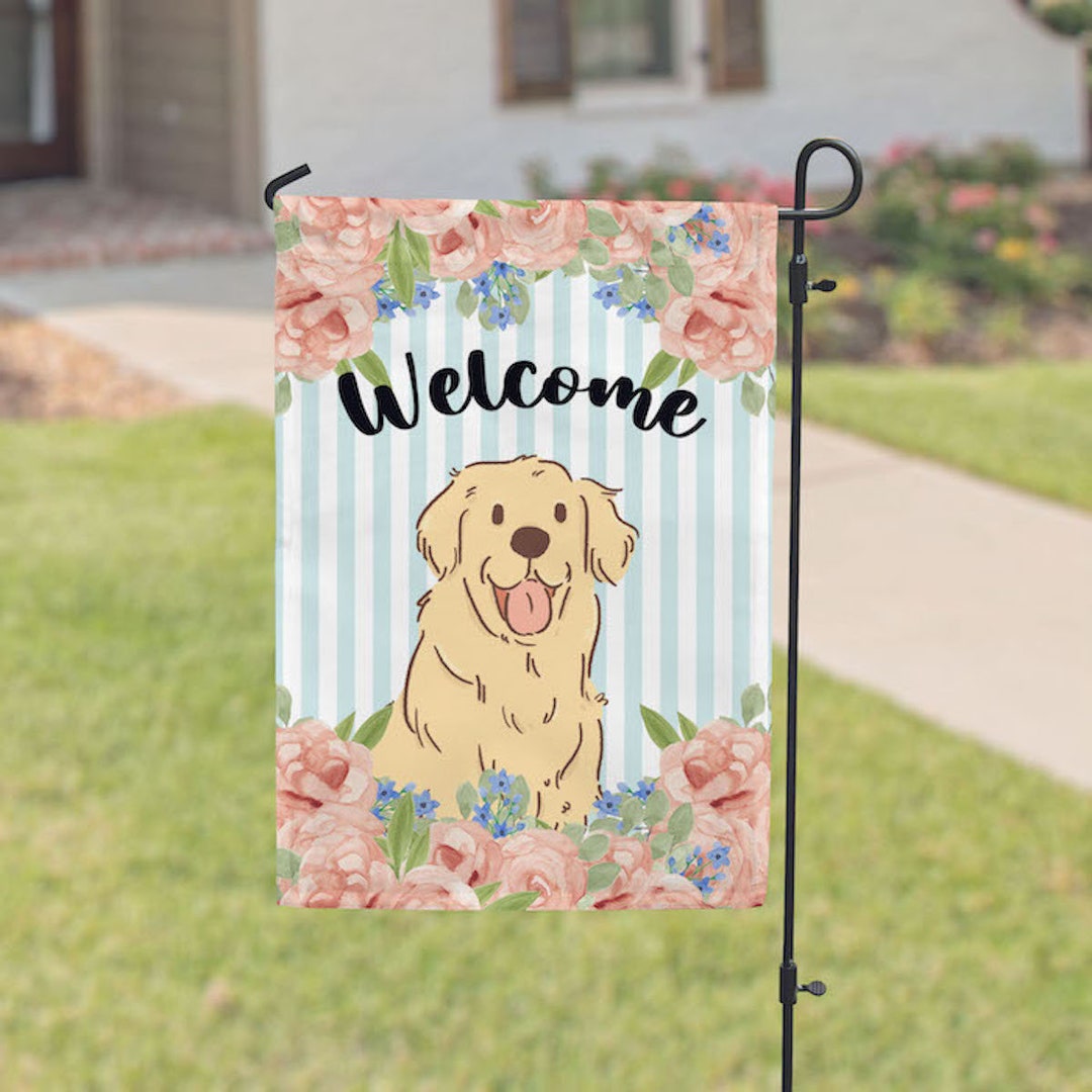 Golden Retriever Garden Flag, Spring Garden Flags, Dog House Flag ...