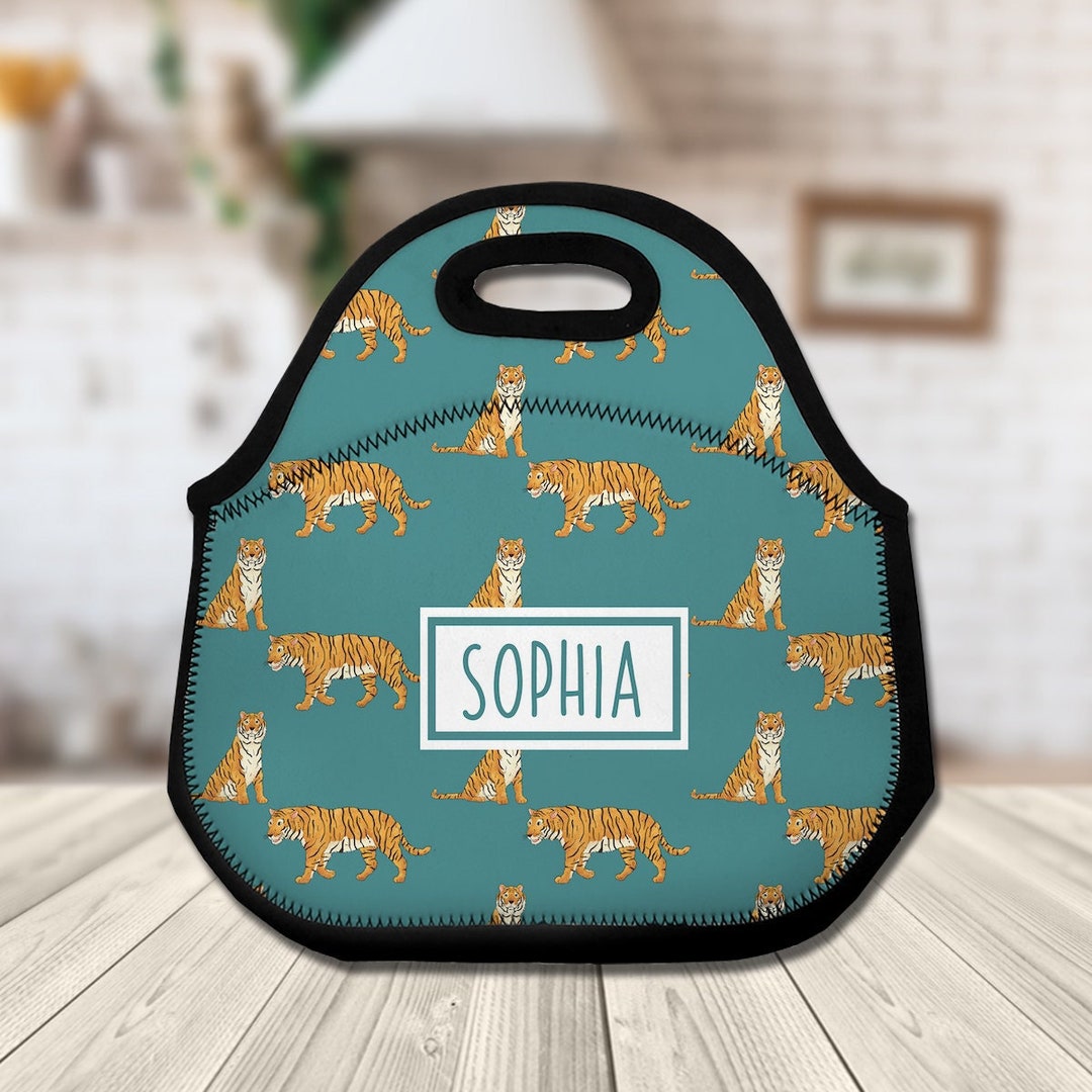 Personalized Tiger Lunch Bag, Custom Lunch Tote, Safari Animal Monogram ...