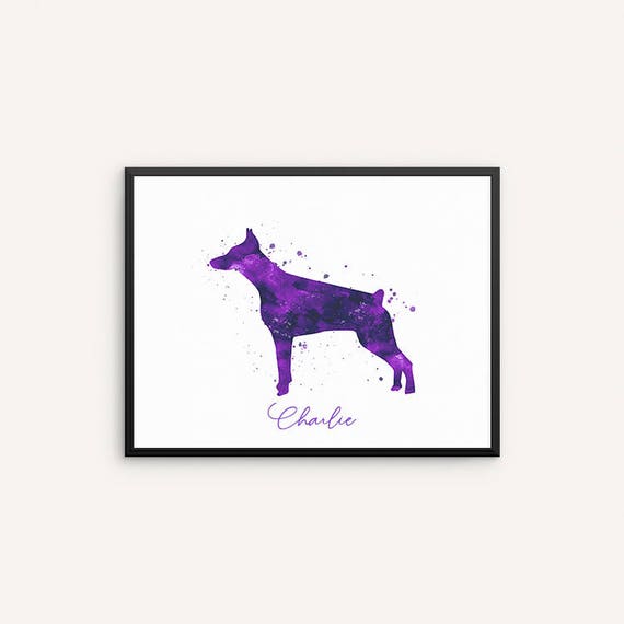 Doberman Pinscher Watercolor Print Doberman Art Watercolor - Etsy