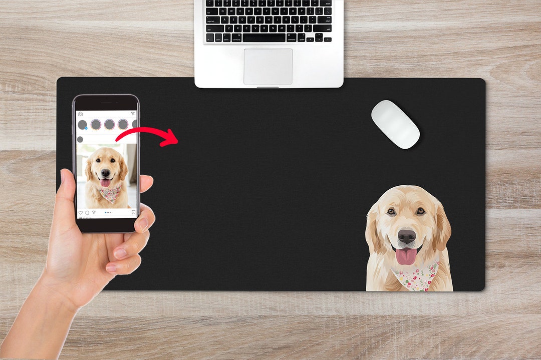 Custom Pet Portrait Desk Mat, Personalized Dog Mom Mousepad, Mouse Pad ...