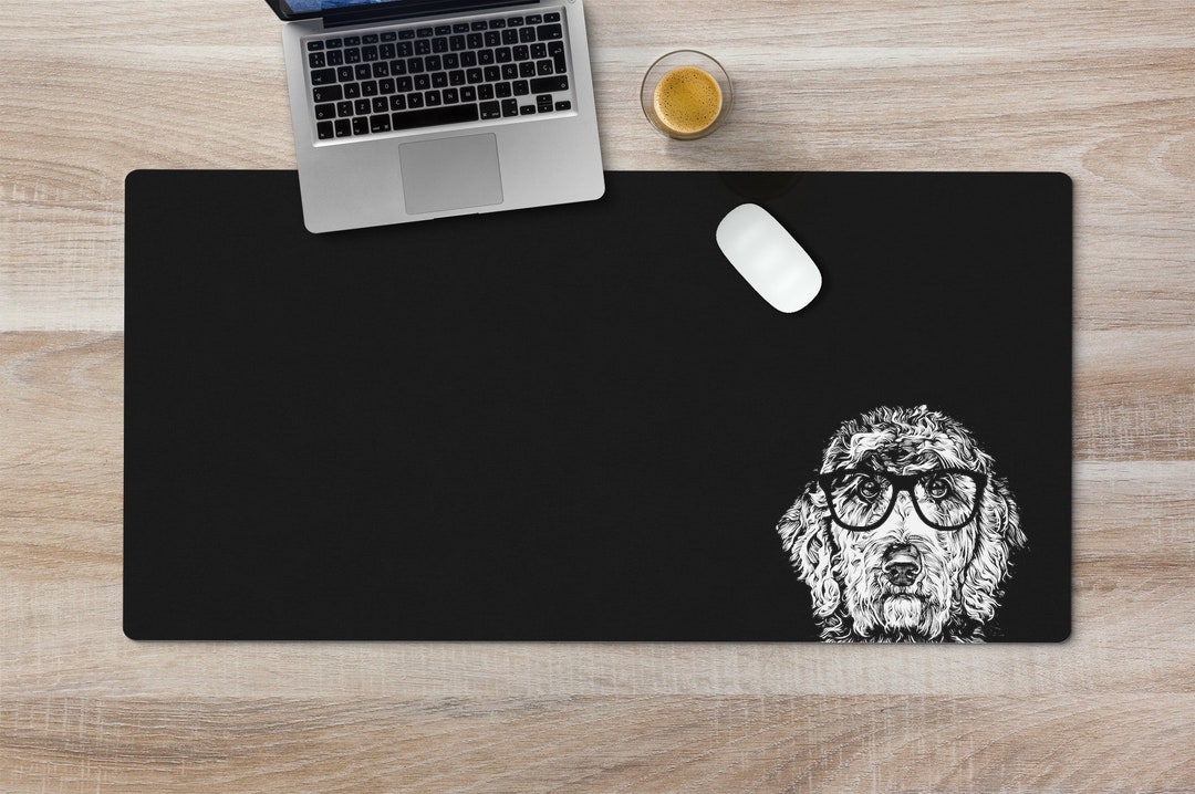 Goldendoodle Large Desk Mat, Dog Mom Mousepad, Black Desk Pad, Mouse ...