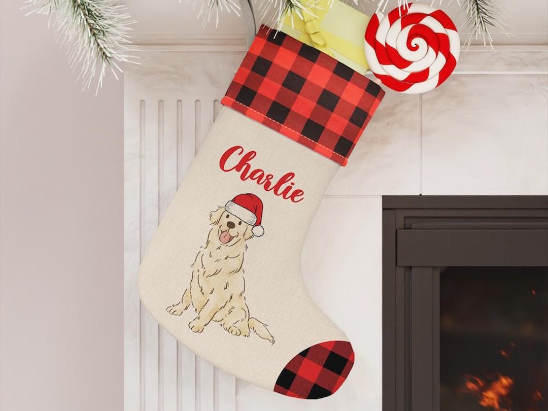 Golden Retriever Stocking, Custom Golden Dog Christmas Stocking ...