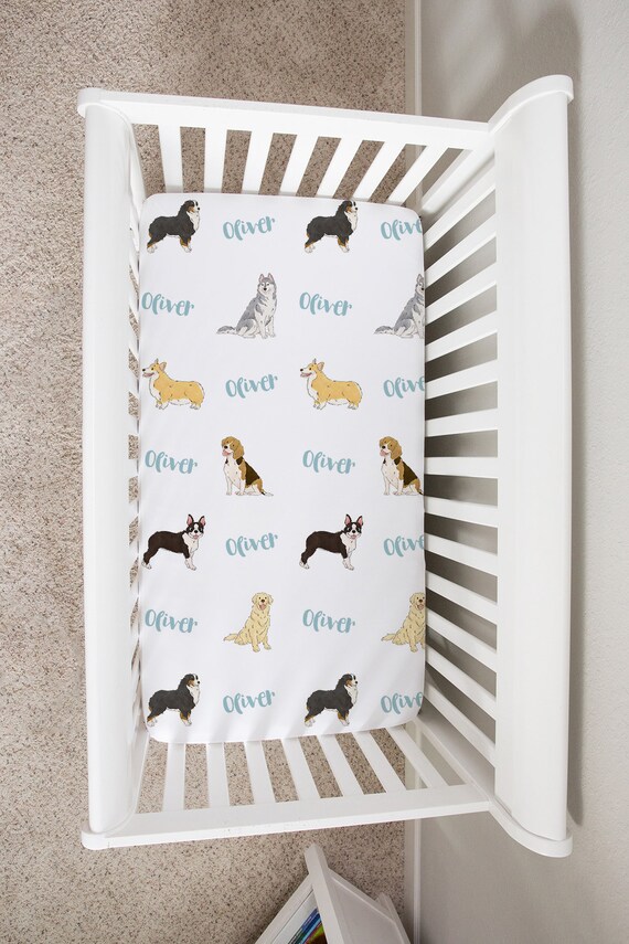 Custom Crib Sheet Dog Breeds Baby Bedding Sheet Personalized | Etsy