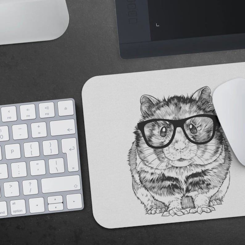 Hamster Mousepad Hipster Nerdy Animal Mouse Pad Pet Mom Dad - Etsy