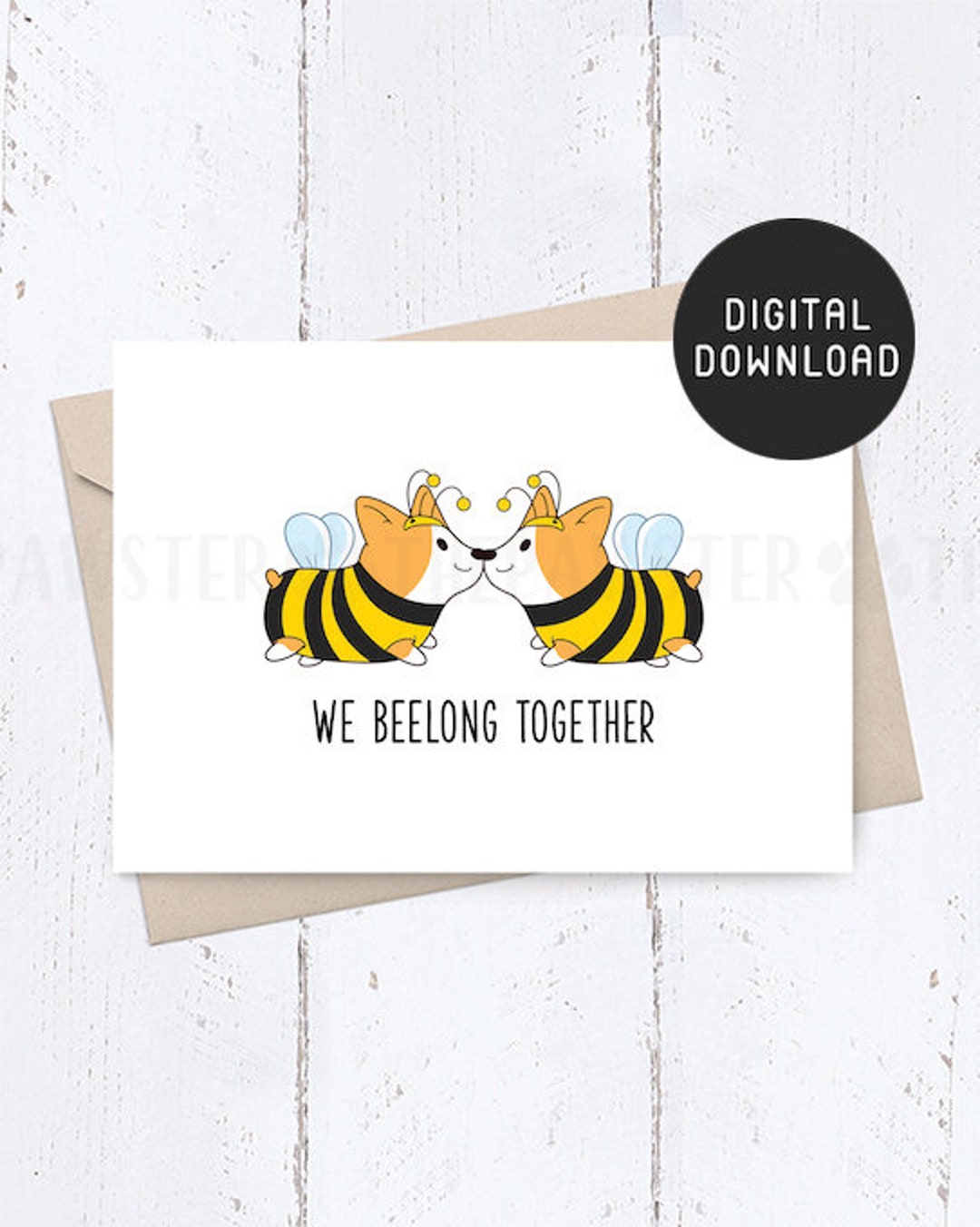 PRINTABLE Happy Valentines Day Card, We Beelong Together Card for Him ...