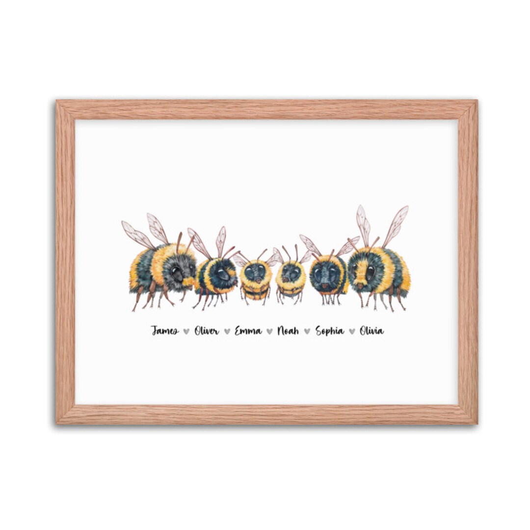 Bumblebee Family Portrait Gift, Custom Bee Family Portrait Art Print ...