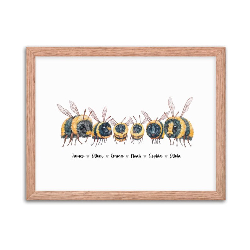 Bumblebee Family Portrait Gift, Custom Bee Family Portrait Art Print ...
