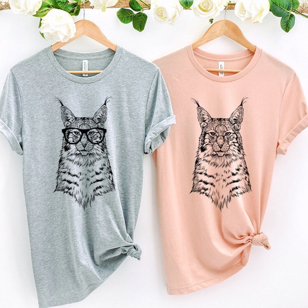 Lynx Shirt, Nerdy Glasses Canada Lynx Tee Tshirt, Hipster Animal Muscle ...